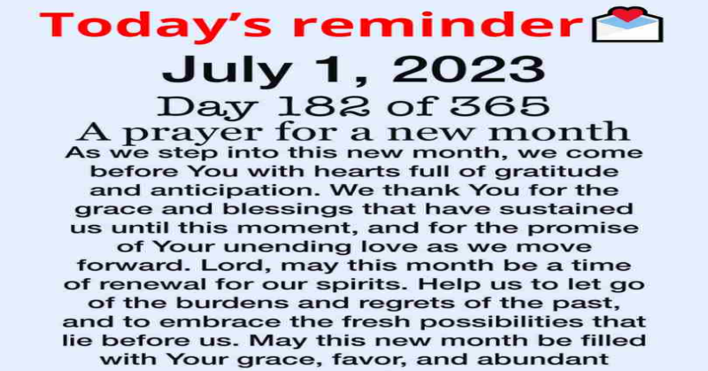 A prayer for a new month! July 01, 2023