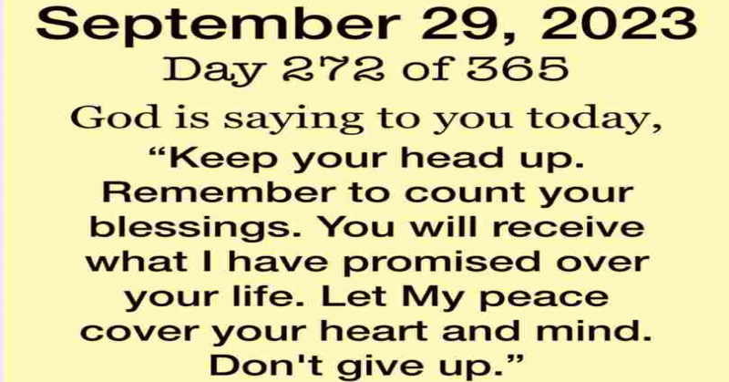 September 29, 2023! God is saying to you today